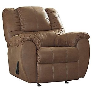 Signature Design by Ashley McGann Faux Leather Oversized Manual Rocker Recliner, Light Brown