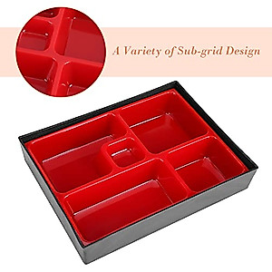 TOPINCN 5 Compartment Lunch Container, Portable Plastic Bento Box Microwavable Lunch Boxes with Lids Multi-use Food Storage Container for Picnic Home Office, 10.63x 8.07x 1.97inch