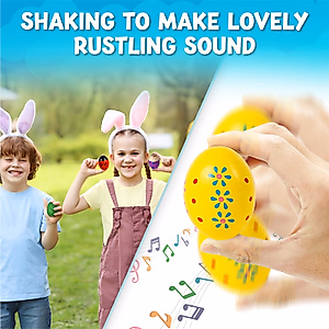 Wooden Maracas for Kids, Colorful Egg Shakers Toy for Boys and Girls Aged 1-3 Years, Gift for Preschool Children, Early Education Toys, 6-Pack Easter Eggs