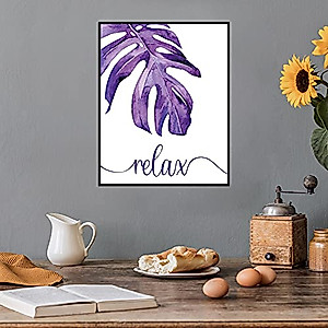 Outus 6 Pieces Purple Wall Art Decor Relax Soak Wash Breathe Unwind Bathroom Decor Unframed Flower Poster Prints Photos Farmhouse Wall Painting Decor for Home Bathroom Washroom, 8 x 10 Inch (Purple)