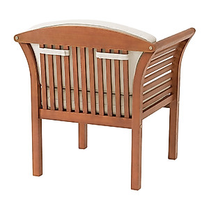 Stamford Eucalyptus Wood Outdoor Chair with Cushions, Durable Weather-Resistant Armrests & Plush Cushions for Garden, Patio & Porch 29 in. W x 24 in. D x 31 in. H