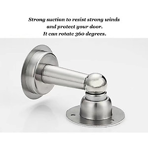 Decohomeforu 2 Pack Door Stopper, Magnetic Door Stopper, Brushed Stainless Steel Door Stopper Catch Holder, No Drill Doorstop with Self Adhesive Tape & Screws for Stronger Wall & Floor Mount (Silver)