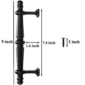 Peohud 2 Pack Sliding Barn Door Handles, 9 Inch Heavy Duty Gate Pull Handle, Rustic Door Hardware for Barn, Bedroom, Gate, Cabinet, Closet, Garage, Shed