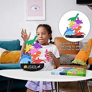 FFTROC Montessori Dinosaur Toys for 2 3 4 Year Old Boys - Wooden Stacking Dinosaur Toys for Kids 2-4 3-5, Toddler Balancing Block Sets