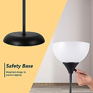 Floor Lamps for Living Room, Dimmable LED Modern Simple Standing Lamp, Tall Lamps for Bedroom Office Dining Room Kitchen, Minimalist Black Pole Lamp with Rotary Switch, 9W LED Bulb Included