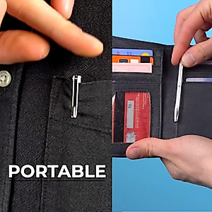 NarwhalCo Set of 2 Red Small Pens (3.35") with Black Ink for Pocket, Wallet, Planner, Purse or Passport