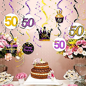 50th Birthday Decorations for Women Purple Gold 50th Birthday Hanging Swirls Hanging Swirls Decorations for Purple Gold 50 Years Old Party Supplies