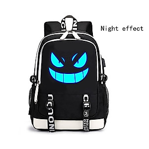 WZCSLM 15.6 Inch Stylish Computer Backpack Teens Bag College School Casual Daypack With USB Port Business Backpack Laptop Bag for Cartoon Glow at nightPattern(Ghost eye1)