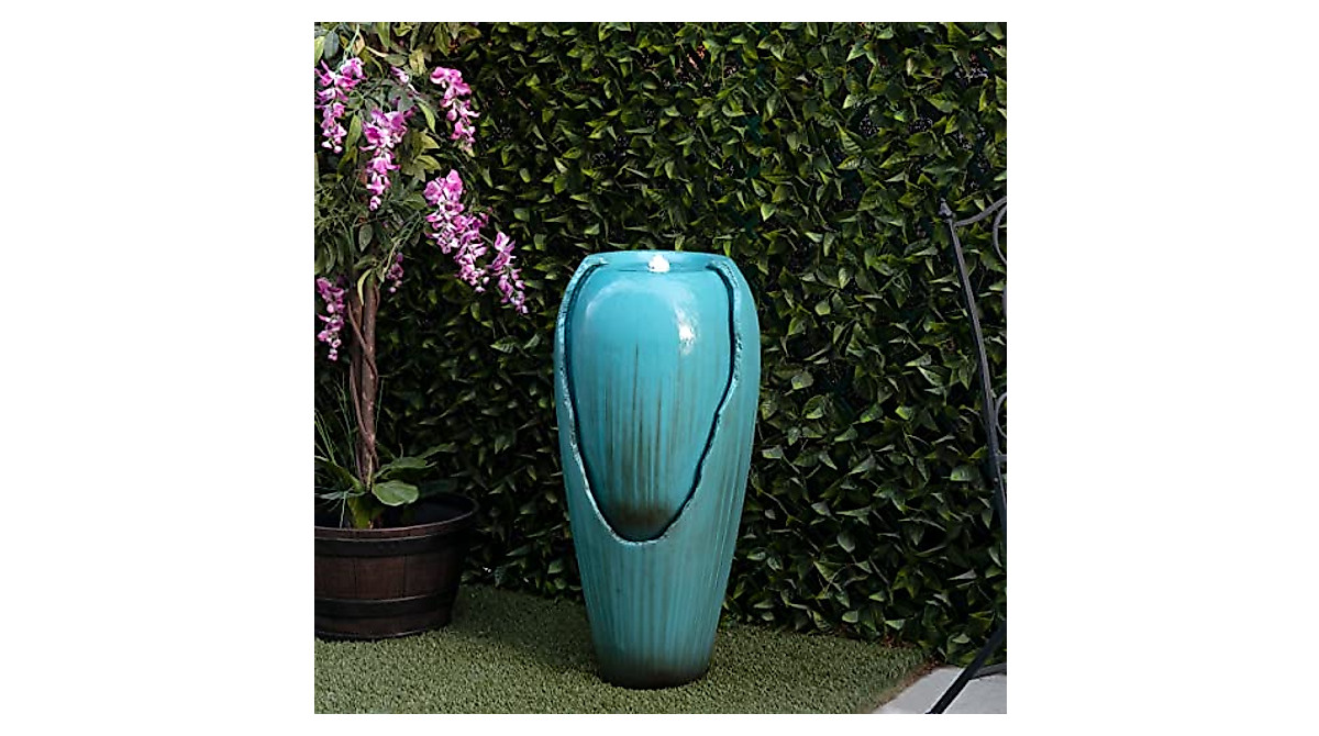 Alpine Water Jar Fountain with LED Light - 32" Tall