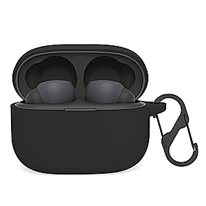 METEQI Shockproof Protective Silicone Case Cover Compatible with Sony LinkBuds S (Black)