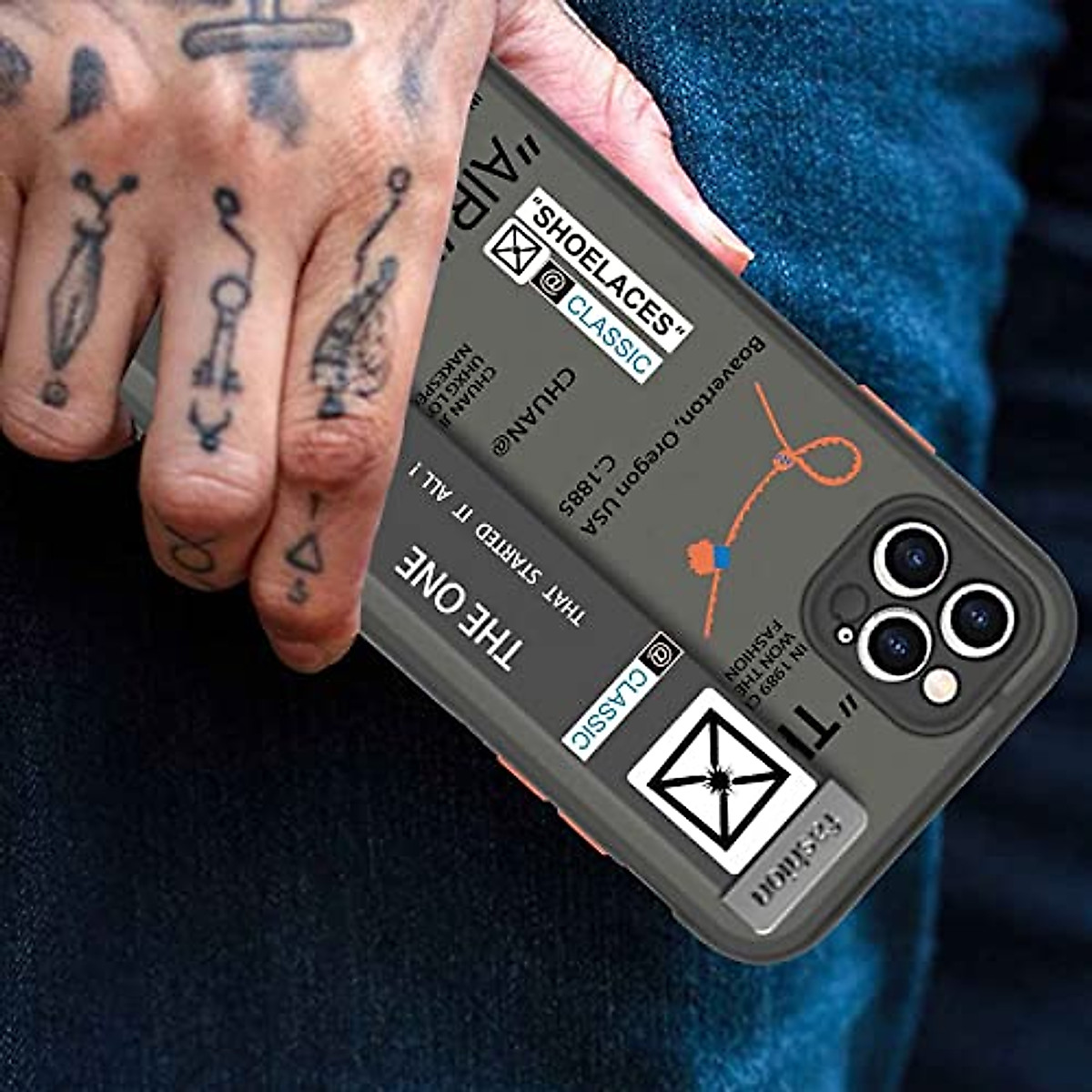 Ins Cool Off Phone Cover Compatible with iPhone 12 Pro Max Case for Boys, Sports Shoes Graphics White Black Pattern Slim Thin Clear Hard Back Shockproof Case with Adjustable Wristband Kickstand