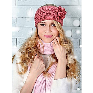TecUnite 4 Pieces Chunky Knit Headbands Winter Braided Headband Ear Warmer Crochet Head Wraps for Women Girls (Color set 7)