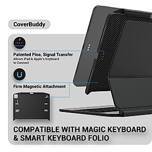 SWITCHEASY CoverBuddy iPad Pro 12.9" Case Compatible with Magic Keyboard & Smart Keyboard Folio (Keyboard Not Included) | with Pencil Holder | for 2021-2022 iPad Pro 12.9" 5th-6th Gen - Black