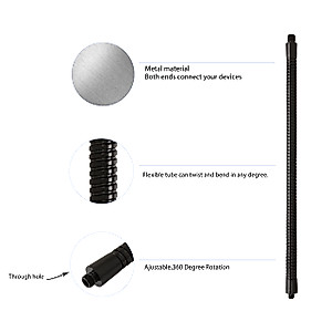 Gooseneck Microphone Arm with 3/8male ,Flexible Gooseneck Mic Stand16inch ,Heavy Duty Holding Black 1Pack