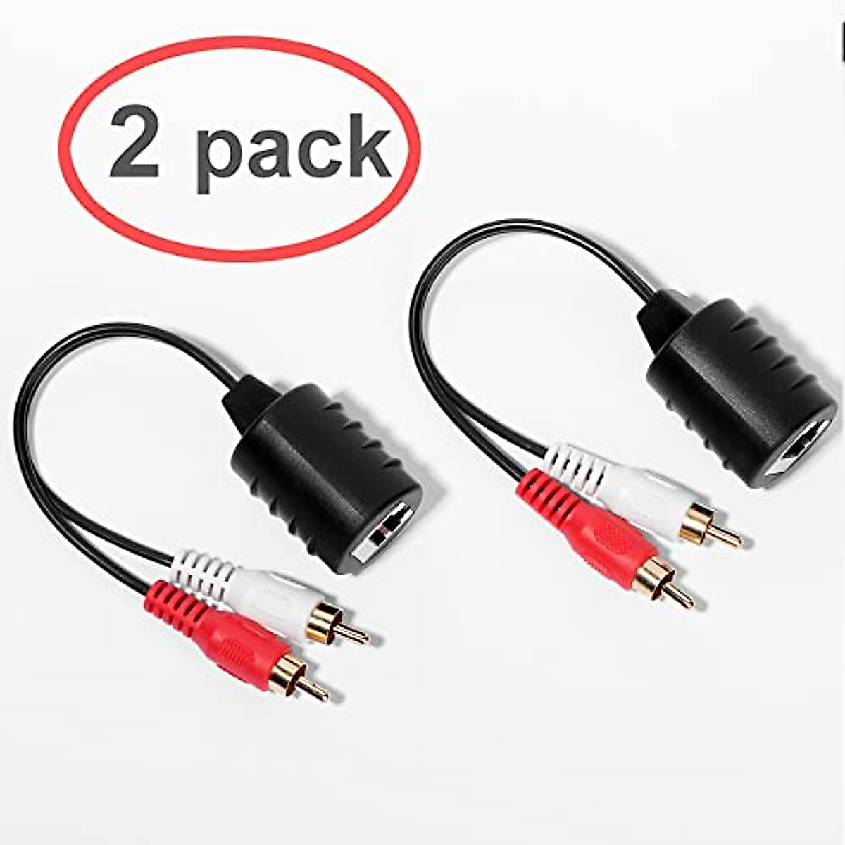Relper-Lineso 2 Pack Gold Plated Stereo RCA to Stereo RCA Audio Signal Over Cat5/6 Cable (2 RCA Gold Plated)