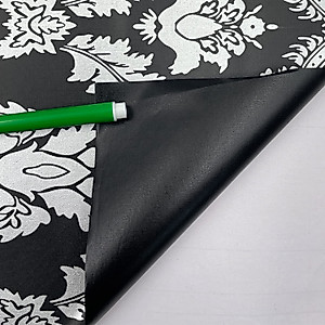 Yifely SimpleLife4U Silver Damask Furniture Paper Decorative Black Shelf Drawer Liner Peel & Stick 17x118 Inches by SimpleLife4U