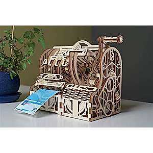 UGEARS 3D Puzzles Wooden Box - DIY Cash Register with Money Box - Exclusive Wooden Model Kits for Adults to Build - Vintage Wooden Mechanical Models - Self Assembly Woodcraft Construction Kits