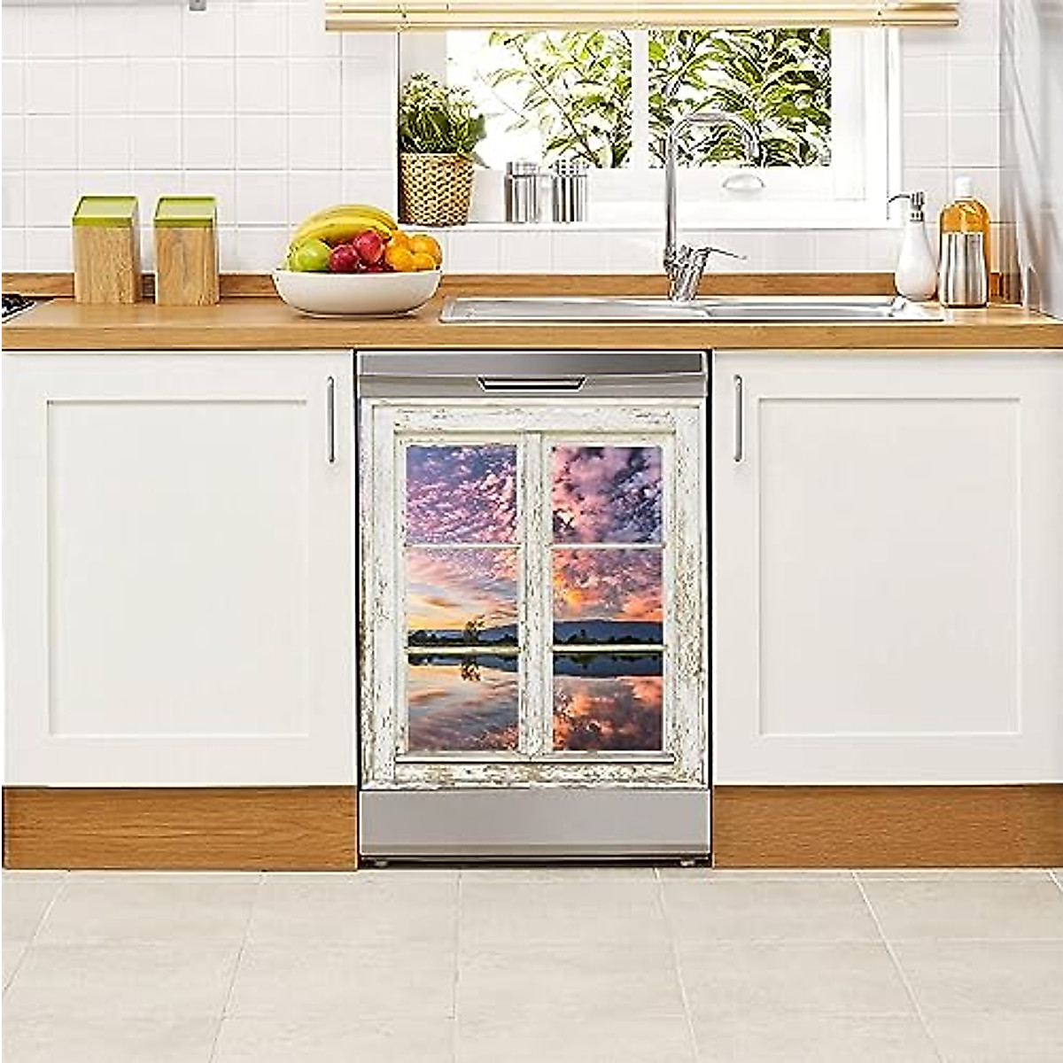 Dishwasher Magnet Cover Dramatic Pink Clouds Reflection Magnetic Refrigerator Stickers Decorative Appliance Cover Fridge Panels Metal Door Garage 23x26in
