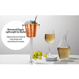 Hammered Copper Lightweight Ice Bucket |Highly Conductive Cooler & Cellar Bucket with Nickel Plated Free Stand | Kitchen Ware & Bar Wares