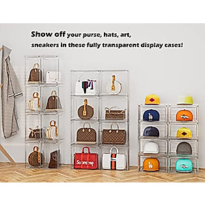 HOMIDEC Shoe Storage, 6 Pack Shoe Organizer, Shoe Boxes Clear Plastic Stackable, Closet Organizers and Storage for Display Sneakers, Heels, Purse, Collectibles, Makeup