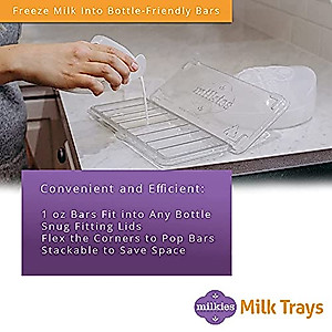 Milkies Milk Trays, Breastmilk Freezer Tray Organizer, Freeze and Store Your Milk and Baby Food in 1 Ounce Sticks, Includes 2 Reusable Storage Container Trays, No BPA-Phthalates-Dyes, Silicone-Free