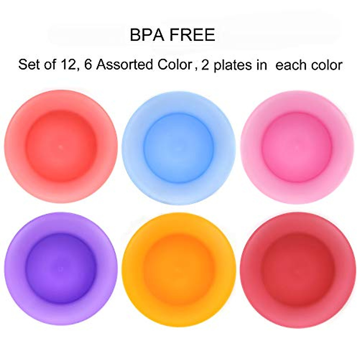 KX-WARE Everyday Plates set of 12 - Unbreakable and Reusable 10 inch Plastic Dinner Plates, 6 Assorted Color | Dishwasher Safe,BPA Free