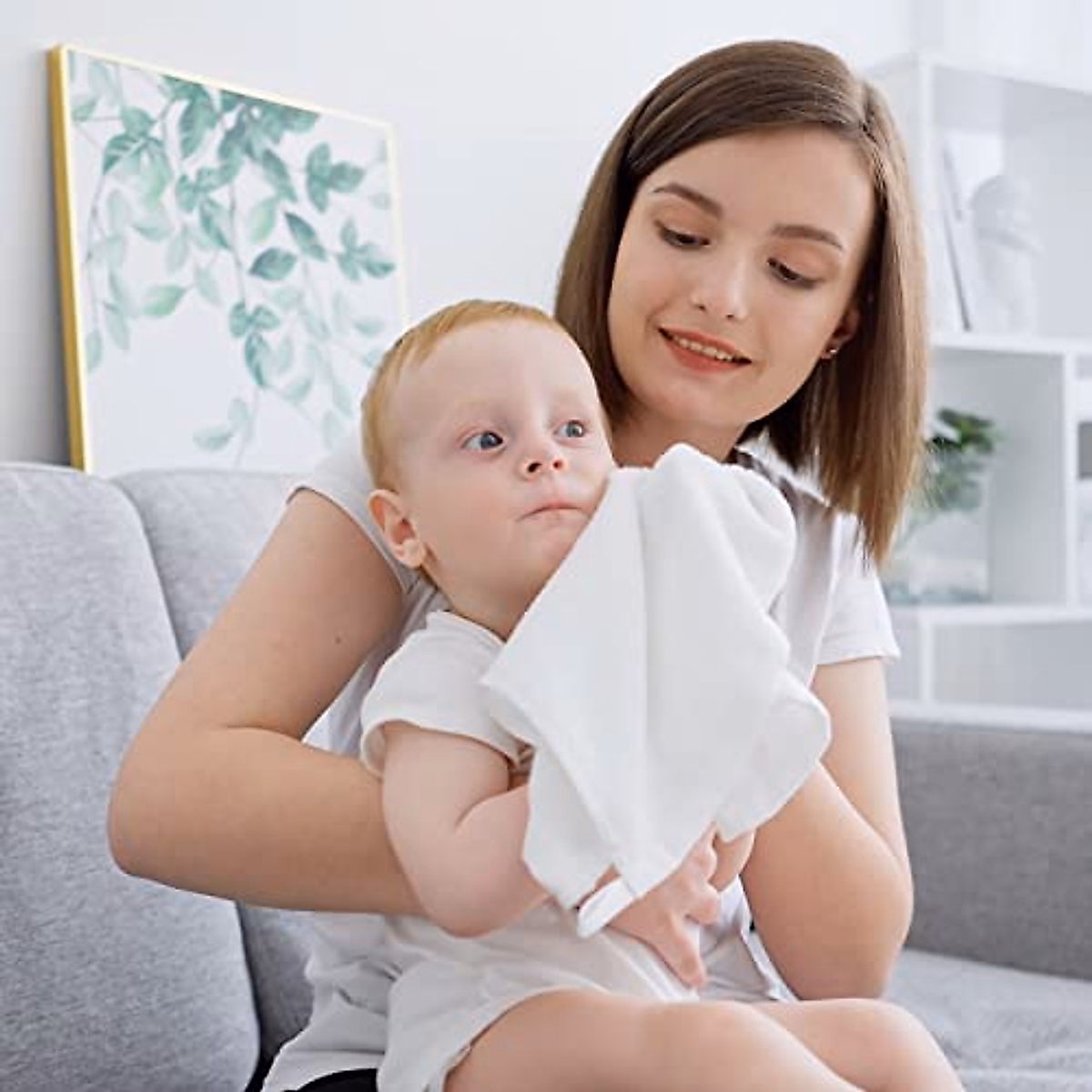 Looxii 12 Pack Baby Burp Cloths 100% Cotton Muslin Burp Cloths 20x10” Soft Absorbent Bamboo Baby Washcloths 12“x12”