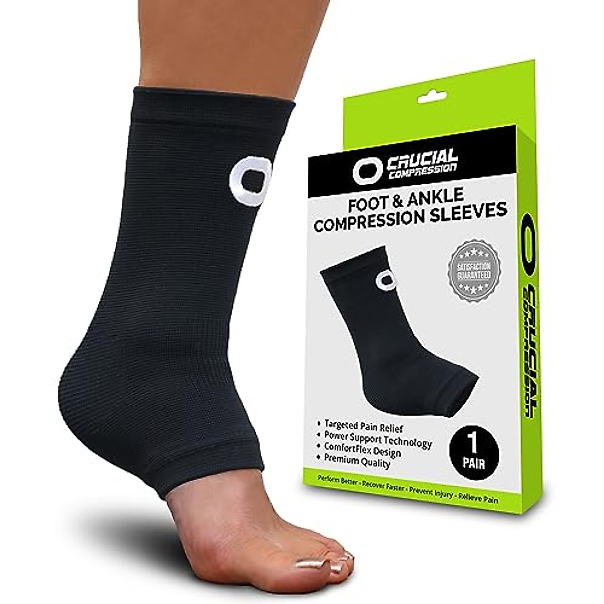 Ankle Brace Compression Sleeve for Men & Women (1 Pair) - Best Ankle Support Foot Braces for Pain Relief, Injury Recovery, Swelling, Sprain, Achilles Tendon Support, Plantar Fasciitis Socks