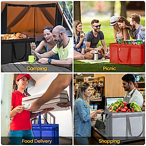 BALEINE Insulated Reusable Grocery Bags, Collapsible Cooler Bag for Groceries, Heavy Duty Large Insulated Bag (XXX-Large, Urban Gray)