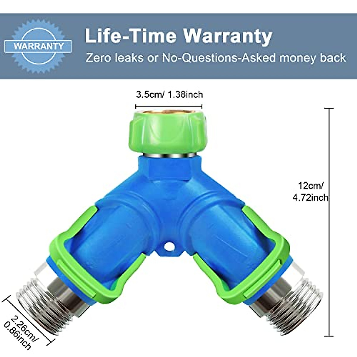 Garden Hose Splitter - AINEED Water Hose Splitter 2 Way Heavy Duty, Hose Connector Faucet Splitter, Hose Y Splitter, Outdoor Water Spigot Hose Bib Splitter with Shut off Valve