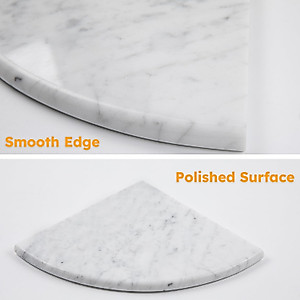 Diflart Marble Corner Shelf Polished 9 Inch, White Carrara Marble Corner Floating Shelves, Wall Mounted Marble Corner Shelves for Shower Bathroom Kitchen Pack of 1 Pcs