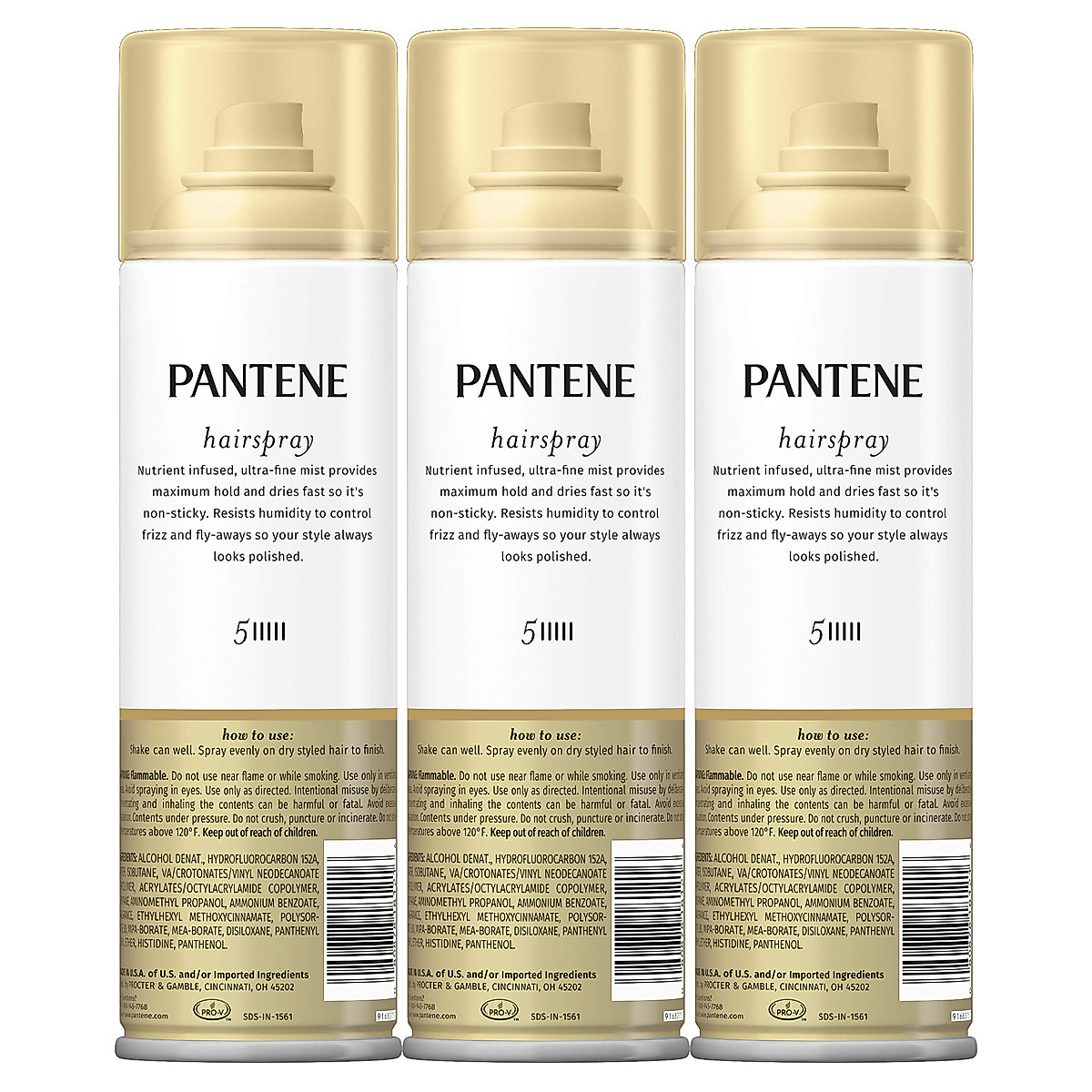 Pantene, Hairspray, Maximum Hold, Pro-V Level 5, Texture and Finish, 11 fl oz, Triple Pack