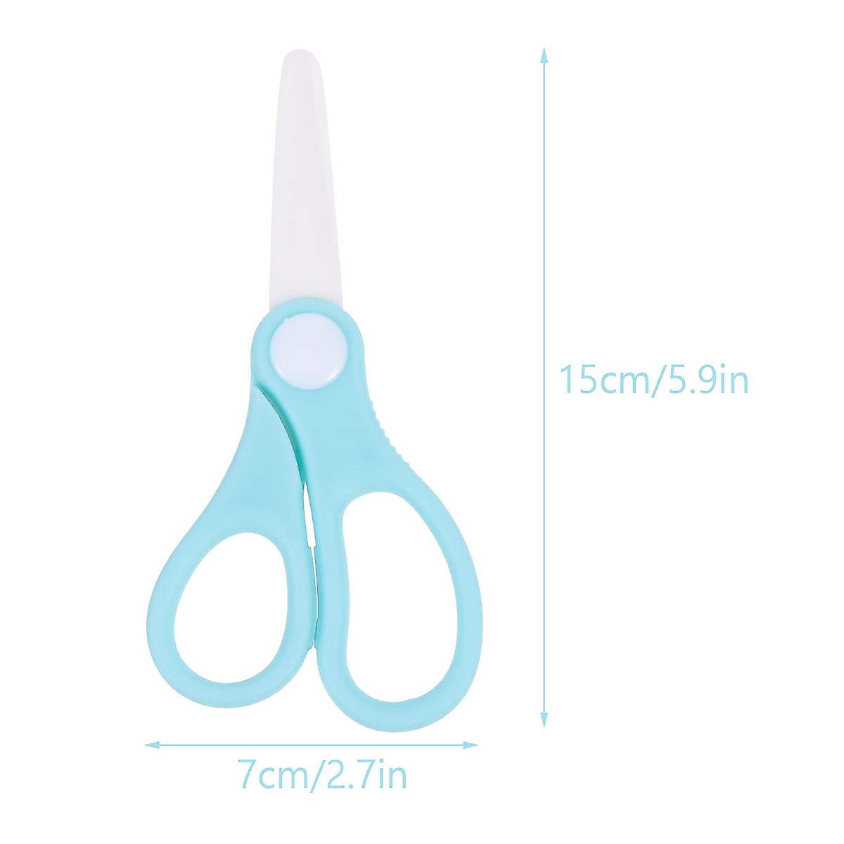 Portable Food Ceramic Shears for Kitchen Classroom Craft Pet Hair Pizza Vegetable Cutting Chopping Tool with Cover Sky Blue