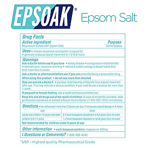 Epsoak Epsom Salt 10 lb. Magnesium Sulfate USP. (Qty. 1 x 10lb. Bags) Resealable Epsom Salt Bulk Bags Unscented, Made in The USA, Cruelty-Free Certified