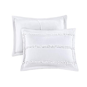 Madison Park Celeste Comforter Set-Textured Luxury Design All Season Down Alternative Bedding, Matching Sham, Decorative Pillows, Queen(90"x90"), White 5 Piece