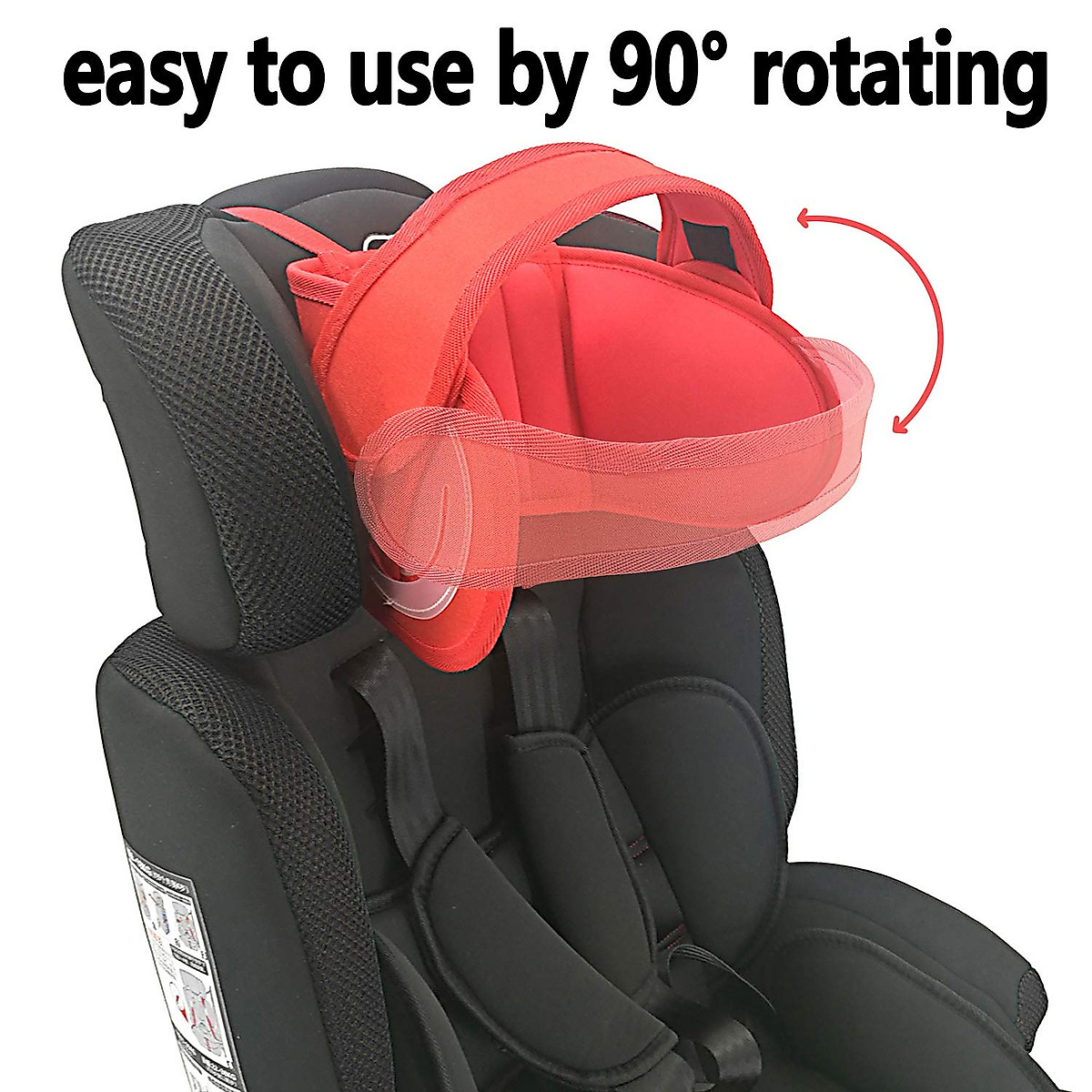 Adjustable Child Car Seat Head Support, Universal Suitable for Both Children and Adults, Head Protect Pad on Child Car Seat, Safety Car Sleeping Headrest for Child, Infants, Toddlers and Adults (Red)