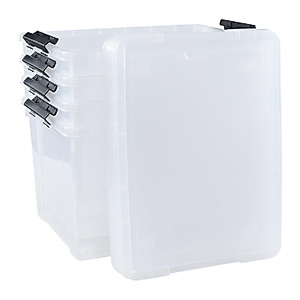 Lesbin 4-Pack 50 L Clear Plastic Storage Bin, Large Clear Latch Box with Wheels