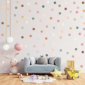 Zonon 240 Pieces Polka Dots Wall Decals 2 Inch Multi-Color Rainbow Vinyl Dots Removable Round Circle Stickers for Playroom Bedroom Nursery Classroom Living Room Wall Decor(20 Water Colors)