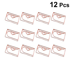 Operitacx 12pcs Cartoon Metal Binder Home Envelope Organizer Office Clip Bookmark Paper Kids Clamps Rose Gold Shape Creative for Adorable Document Gift Photo Holder File
