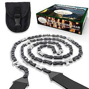 Pocket Chainsaw For Camping [36 Inch Heavy Duty Tool] -Manual Chain Saw, Survival Wire Saw -Rope Chain Saw For Cutting Tree Limbs -Hiking, Backpacking Gear -By SUMPRI