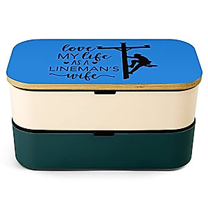 Lineman Wife Bento Lunch Box Leak-Proof Bento Box Food Containers with 2 Compartments for Offce Work Picnic Green-Style