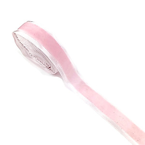 Heyiwell 5Yard Light Pink Single Face Velvet Ribbon Edge Wired for Christmas,Gift Wrapping,Hair Bows,DIY Crafts 25mm(1"Inch)