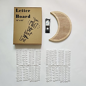 Wooden Letter Board for Motivational Quotes Message Board Home Decor, Moon Shaped Birth Announcement Sign for Nursery Decor Record Baby Information Keepsake