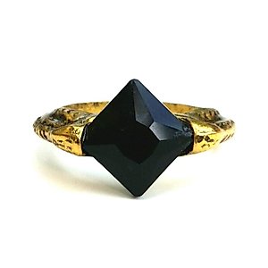 Horcrux Sorcerer's Stone Ring Crystal Resurrection stone ring Deathly Horcruxes Retro Bronze (Black)