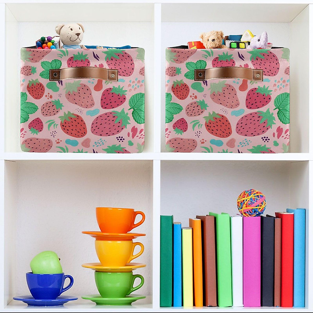Strawberry Rectangular Storage Basket Organizer Bin Shelf Baskets For Clothes Gifts For Home Office Dorm