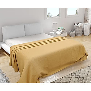 Olvenia homes Cotton Throw Blanket - Waffle Weave King Bed Blanket - Super Soft, Warm & Cozy Throw for Sofa, Couch - (90"x108", Beige)