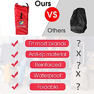 Stroller Bag for Airplane Travel,for Foldable Single Umbrella Strollers,with Storage Bag-Easy to Carry (Red)