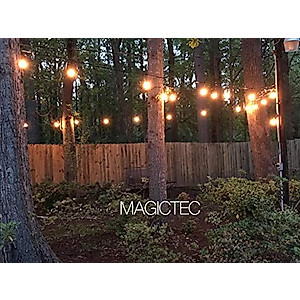 Magictec LED Shatterproof String Lights Commercial Grade with 15 Hanging Sockets 48 Ft Black Outdoor Weatherproof Cord Strand for Patio Garden Porch Backyard Bistro Gazebo Party Deck Yard, 2 Pack