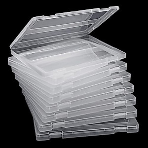 Udefineit 8PCS Clear A4 File Portable Project Case, 12.6x9.5in Plastic Scrapbook Paper Storage File Box, Plastic Document Case Office A4 Paper Storage Container Magazine Photo Protector File Holder