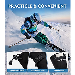 EMITGLAM 2 in 1 Winter Ski Mittens for Men & Women with Fleece Glove Liners, Waterproof Winter Ski Gloves Made with 3M C100 Insulation, 5-Layer Fabric Snowboard Mittens with Touchscreen Inner Gloves